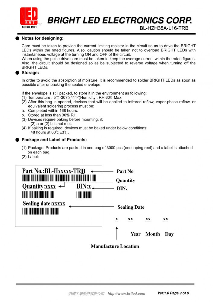 BL-HZH35A-L16-TRB datasheet page 9