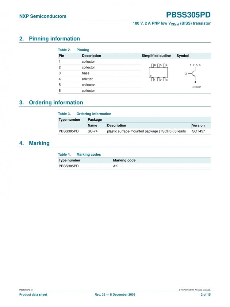 PBSS305PD datasheet page 3
