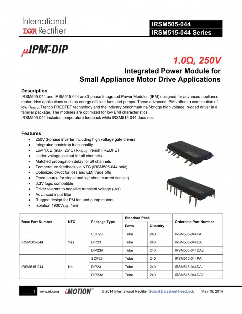 IRSM515-044DA datasheet page 1