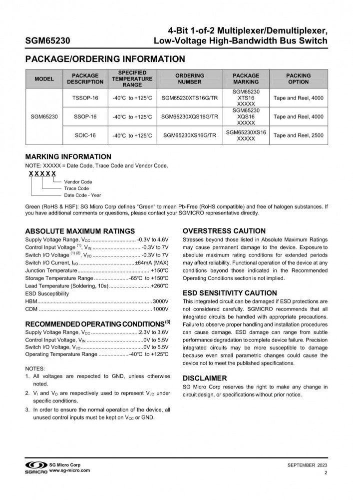 SGM65230 datasheet page 2