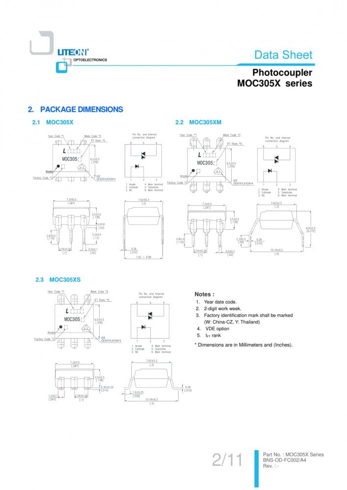 MOC3052 series datasheet page 3