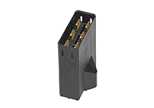 Impact 5 Pair Right-Angle Power Header, 2 Modules with Left Hold-Down, Module 1: Blade P1 & P2, Length 5.70 & 6.90mm; Module 2: Blade P1 & P2 Length 5.70mm & 6.90mm Press-Fit, LCP, Glass Filled UL94-V0, Black, Lead-Free