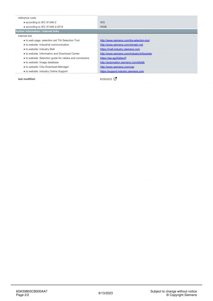 SIEMENS 6GK59803CB000AA7 datasheet page 2