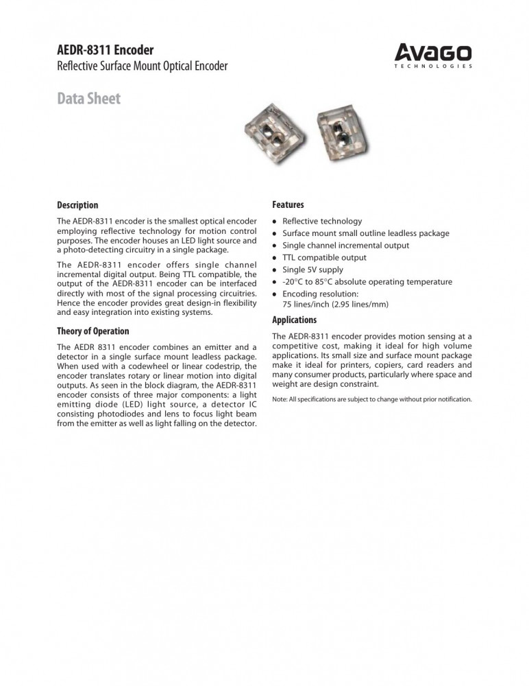 AEDR-8311 datasheet page 1
