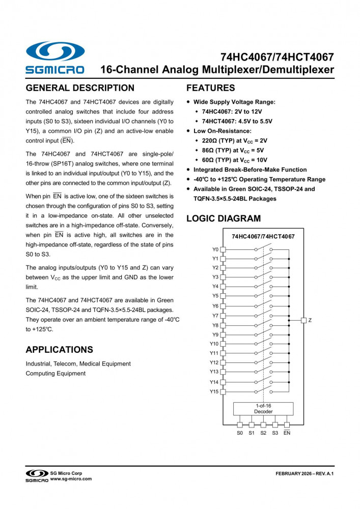 74HCT4067 datasheet page 1