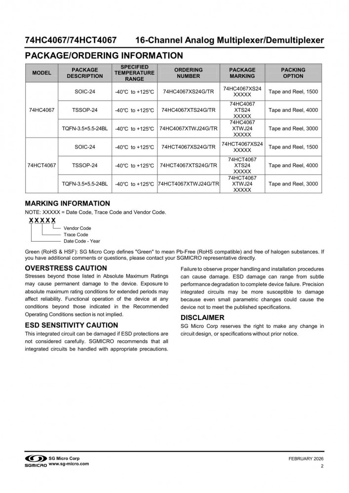 74HCT4067 datasheet page 2
