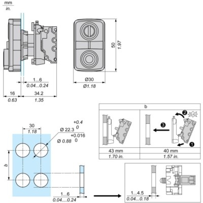 Schneider XB5AL734155 Pushbutton Switch for sale