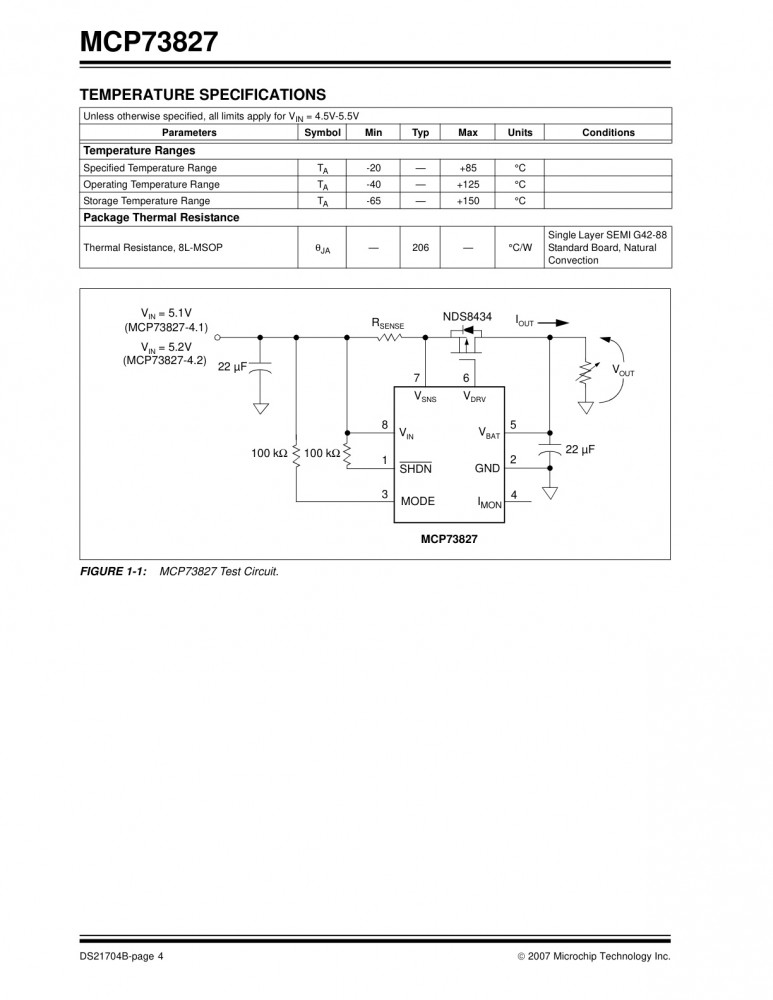 MCP73827 datasheet page 4