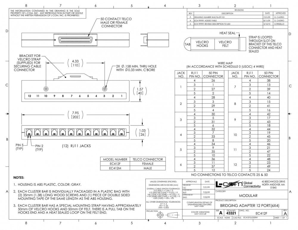 L-com EC412F technical drawing