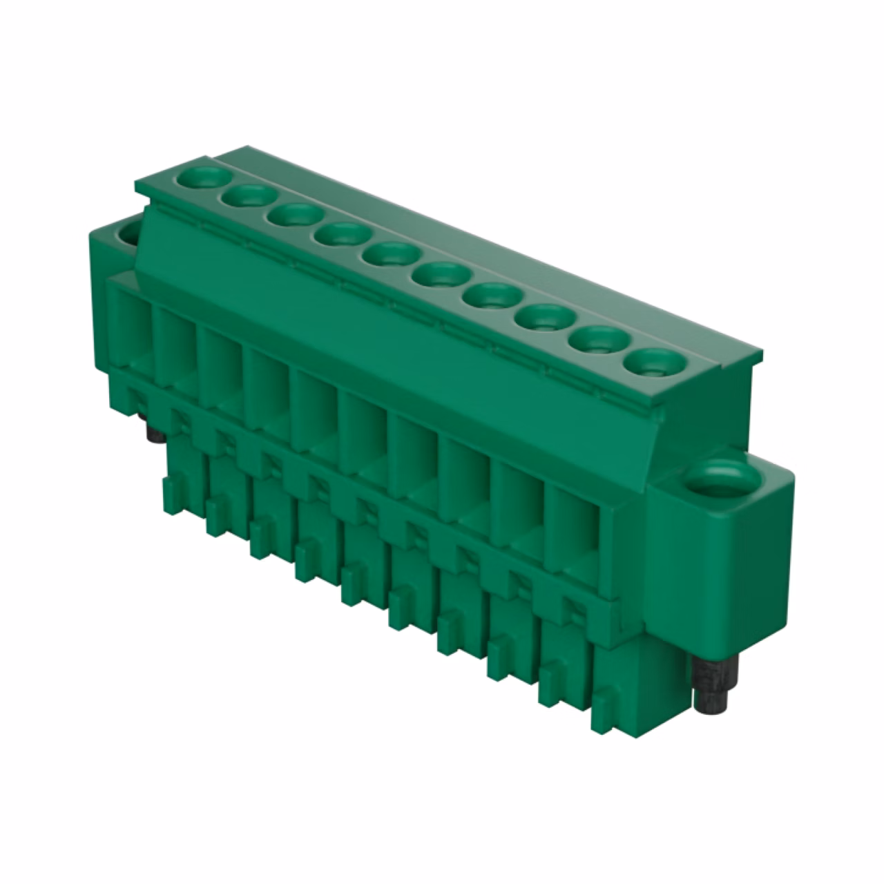 3.50mm Pitch Eurostyle Vertical Plug, with Retention Screws, Front Wire Entry, Green Housing, 10 Circuits for sale