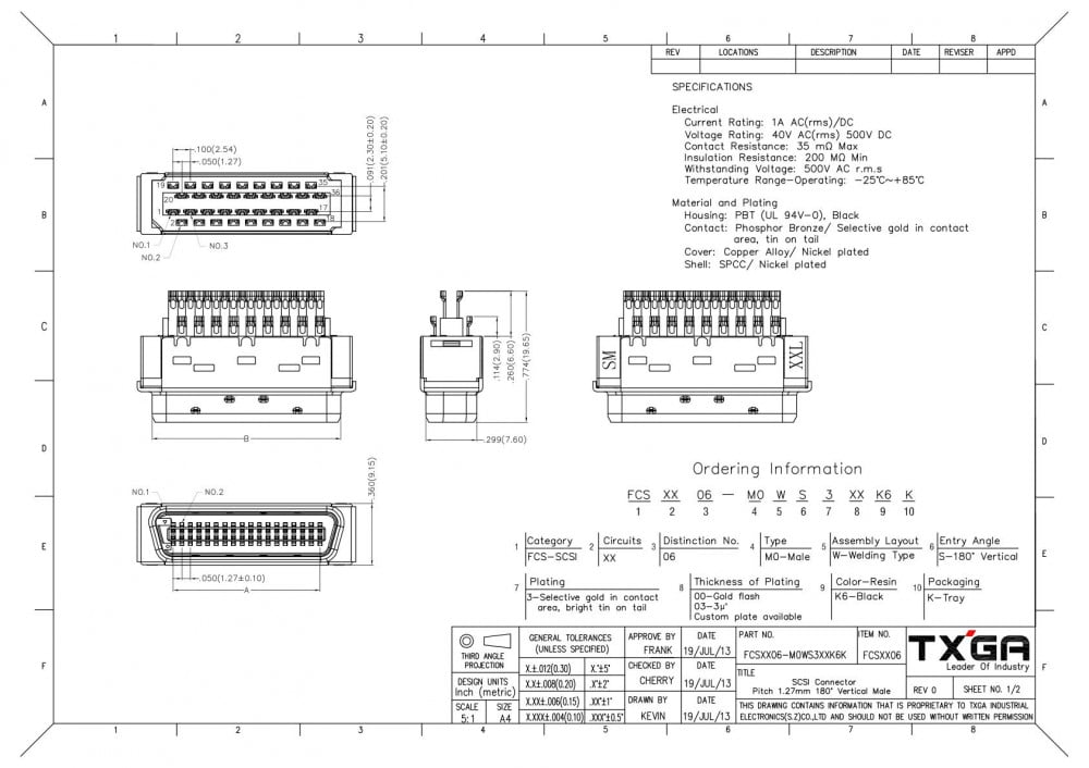 TXGA FCS1406-M0WS303K6K technical drawing page 1