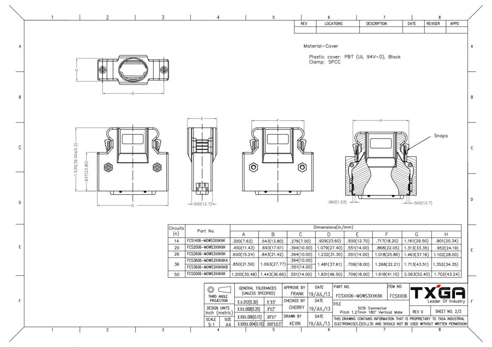 TXGA FCS1406-M0WS303K6K technical drawing page 2