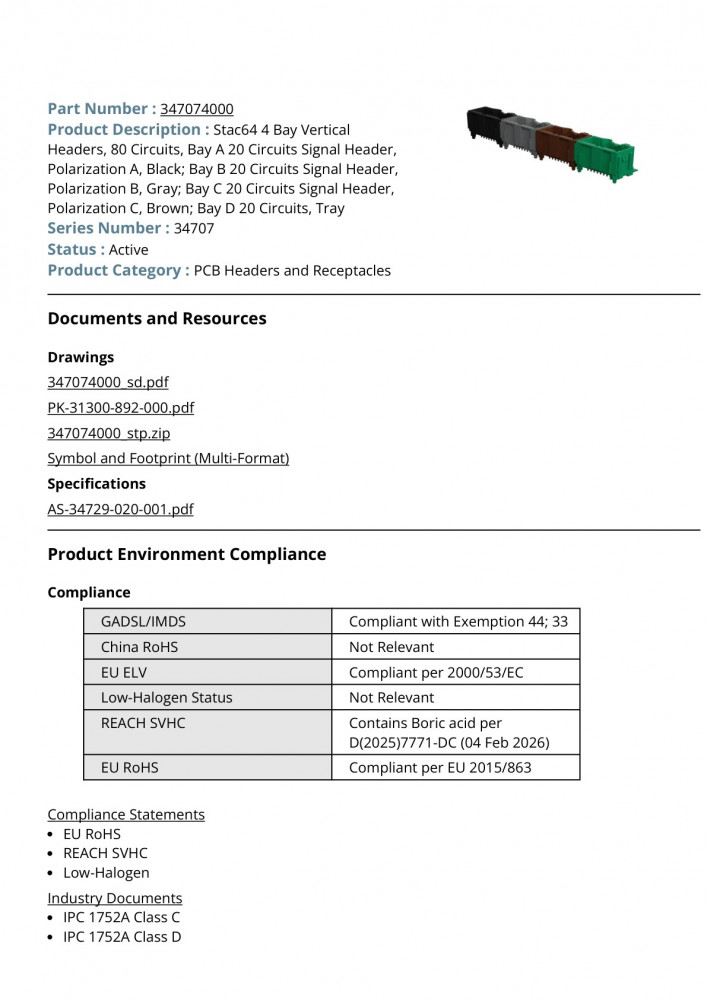 MOLEX 347074000 technical document image 1