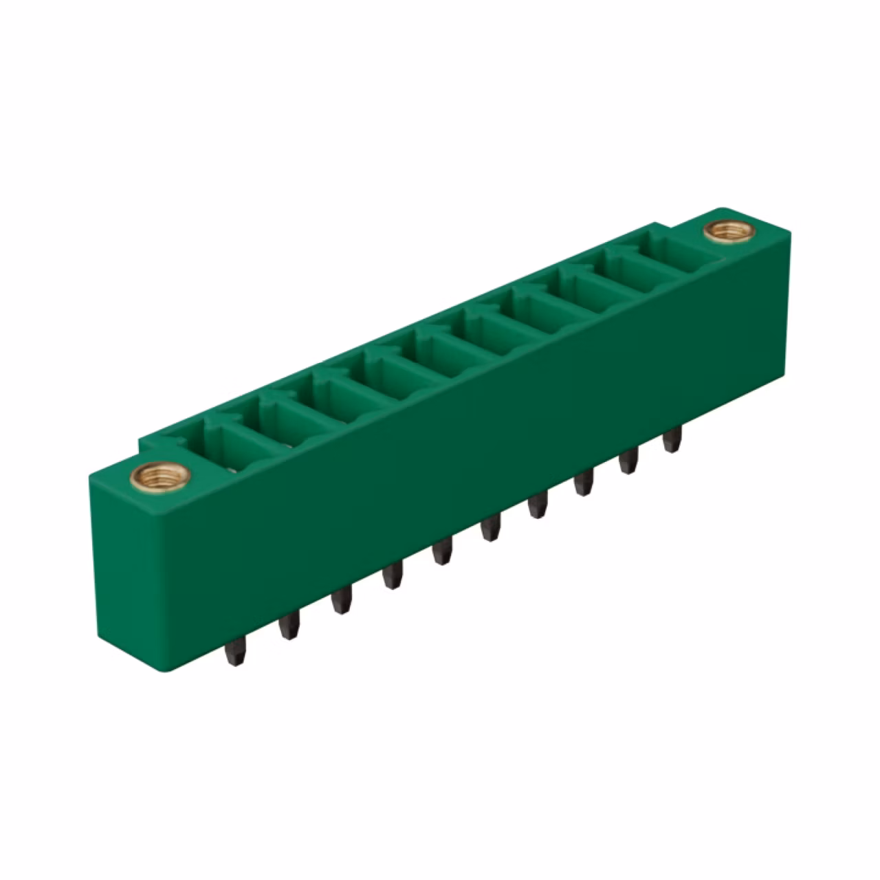 3.81mm Pitch Eurostyle Vertical PCB Header, with Threaded Retention Inserts, Green Housing, 10 Circuits for sale