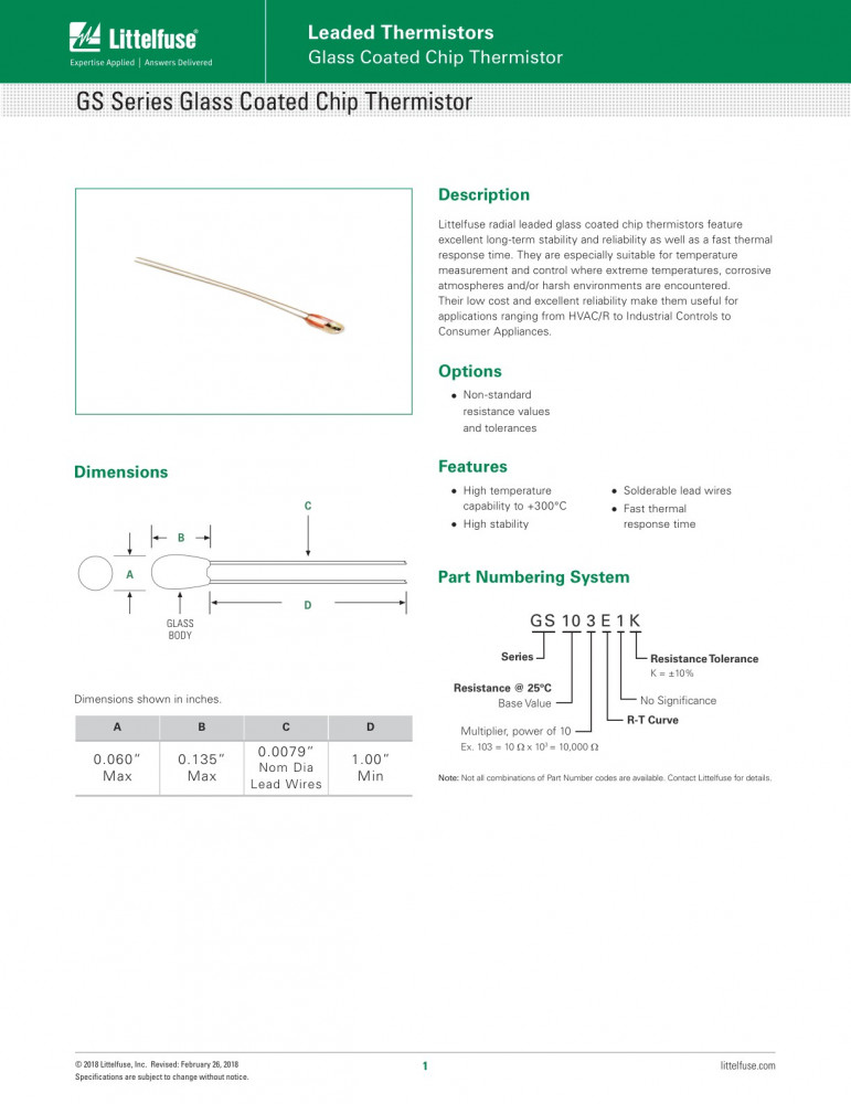 GS Series thermistor product information