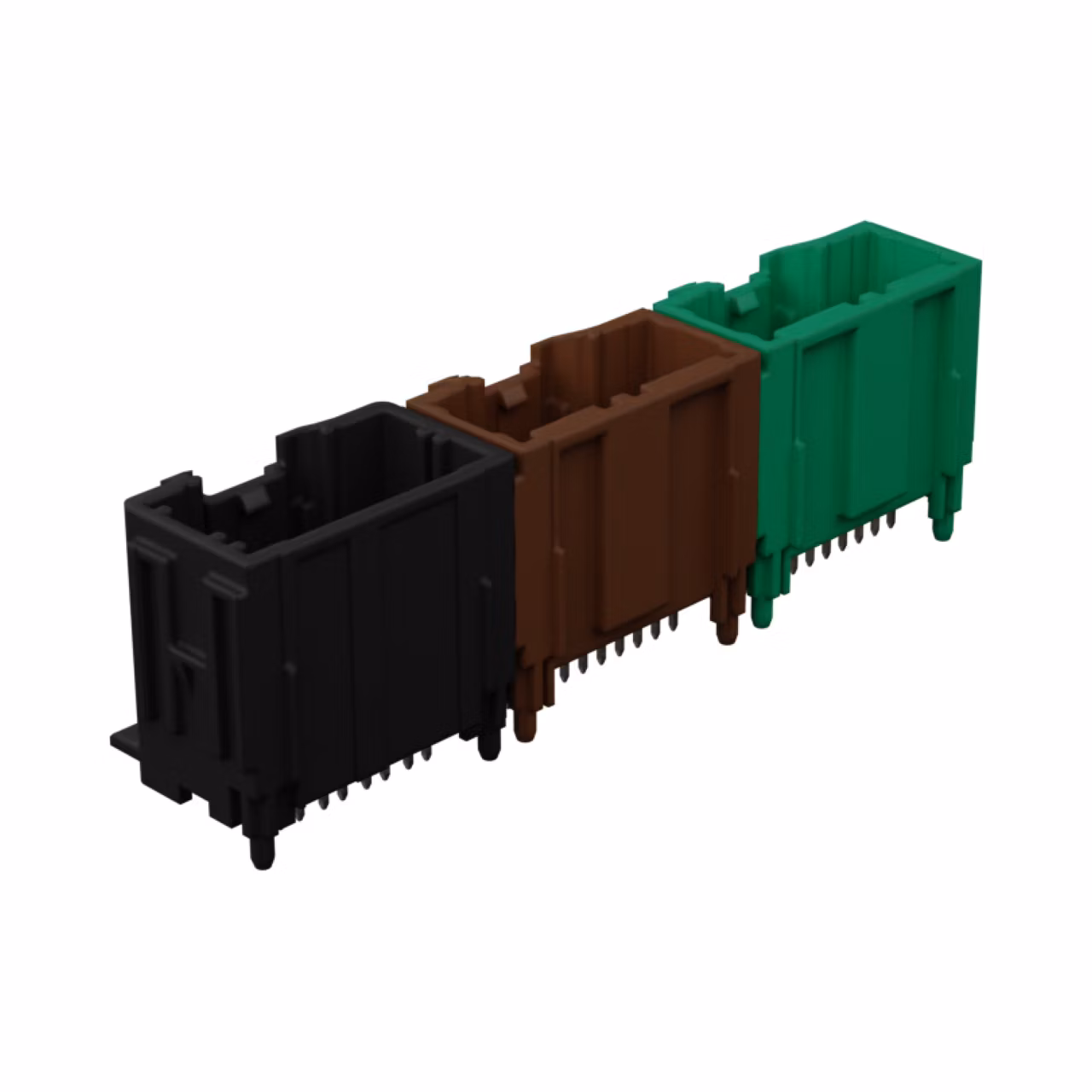 Stac64 3 Bay Vertical Headers, 50 Circuits, Bay A 10 Circuit Power Header, Polarization A, Black; Bay B 20 Circuit Signal, Polarization C, Brown; Bay C 20 Circuits Polarization D, Green, Tray for sale