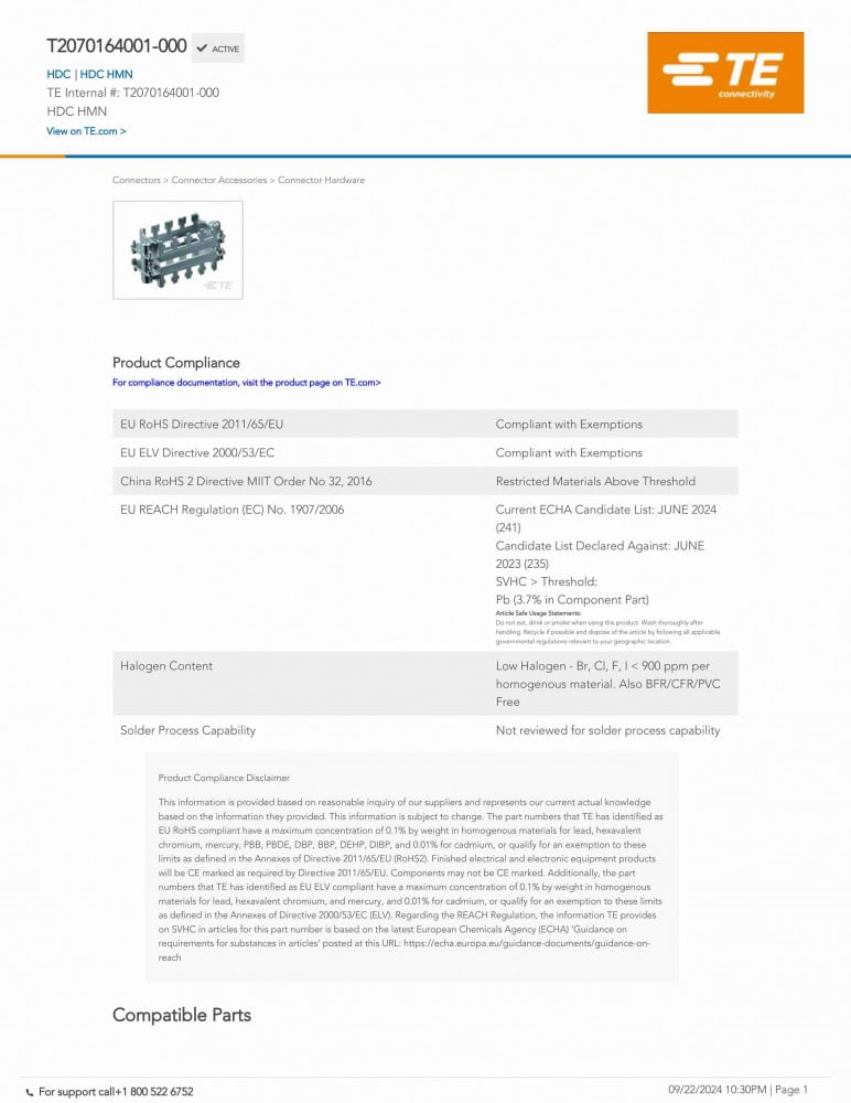 T2070164001-000 technical document page 1
