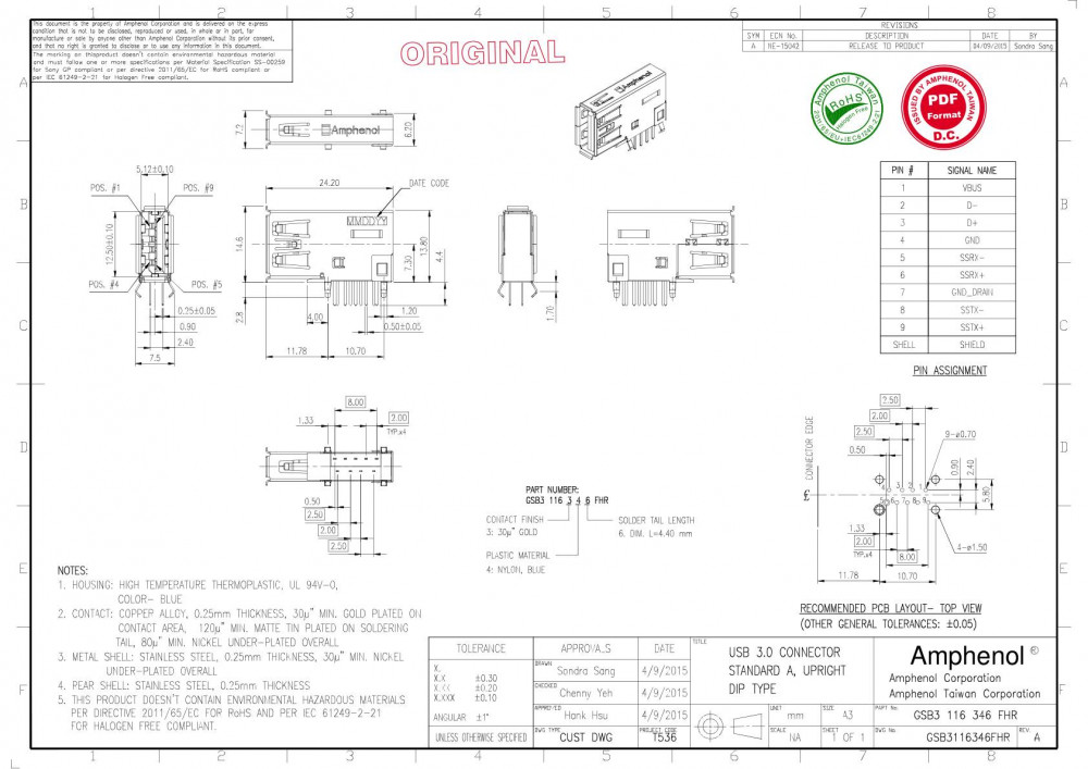 Amphenol GSB3116346FHR technical document preview
