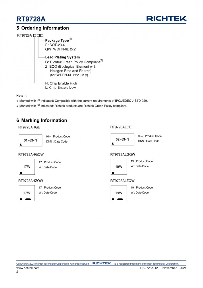RT9728A datasheet page 2