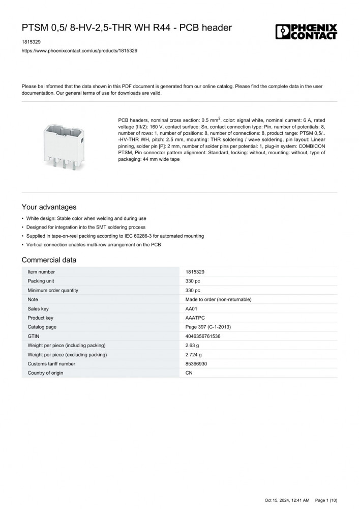 Phoenix Contact 1815329 technical document page 1