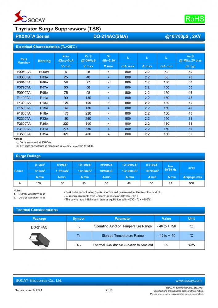 SOCAY P3500TA datasheet page 2