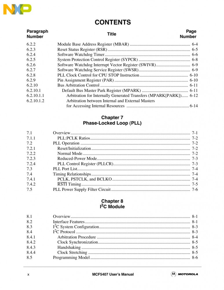 MCF5407 documentation page 10