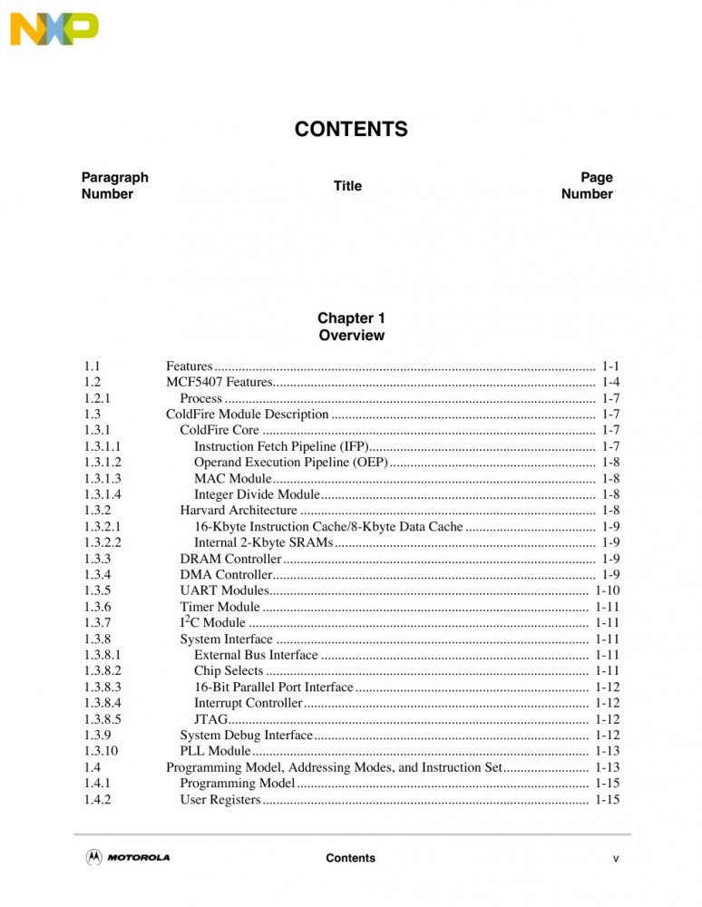 MCF5407 documentation page 5