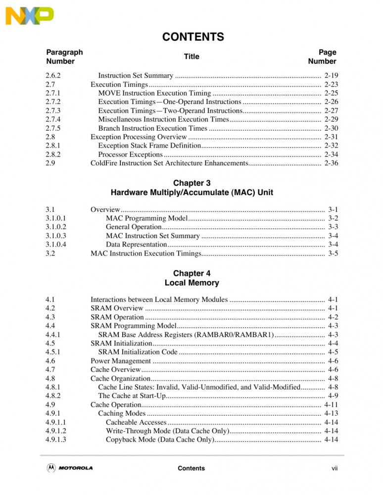 MCF5407 documentation page 7