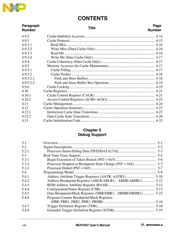 MCF5407 documentation page 8