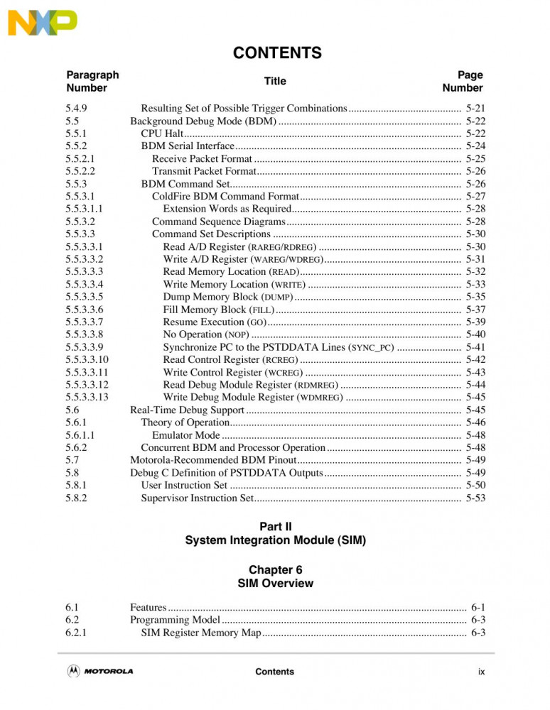 MCF5407 documentation page 9