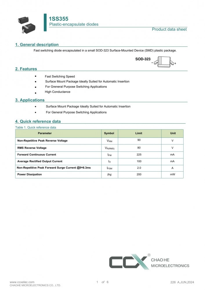 1SS355 datasheet page 1