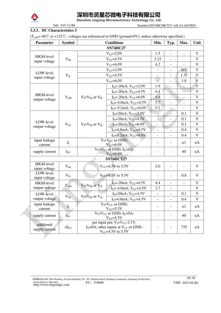SN74HC27 datasheet page 10