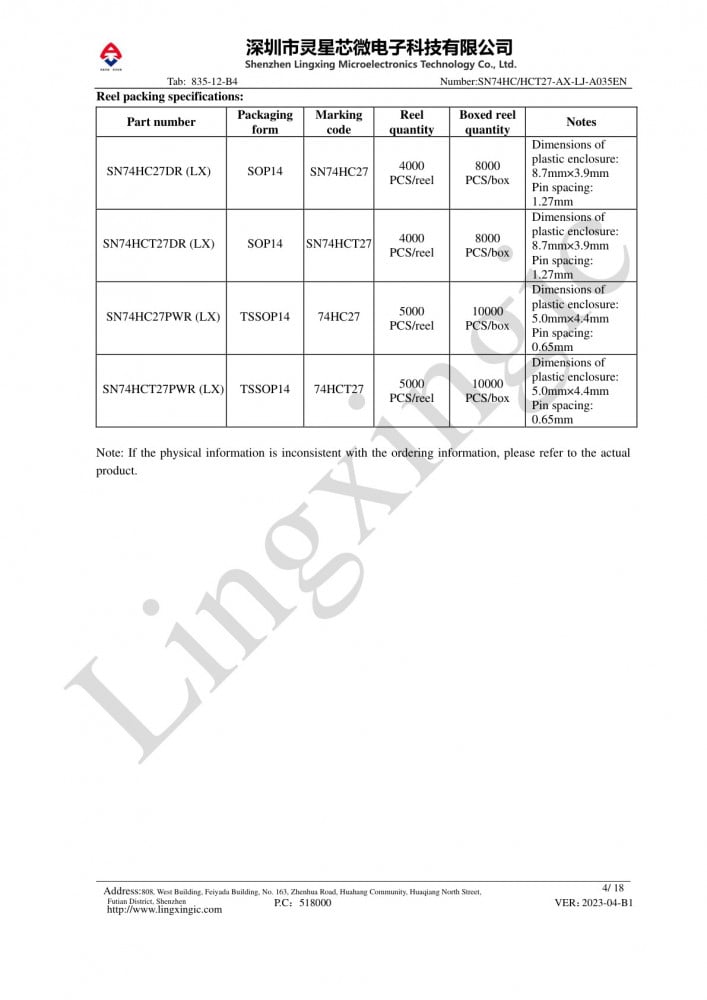 SN74HC27 datasheet page 4