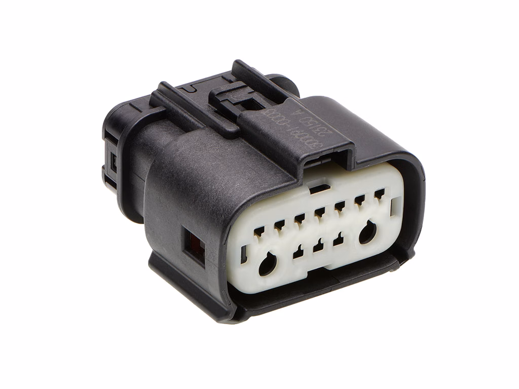 MX-DaSH Mat-Sealed Female Connector Assembly, Dual Row, 10+2 Circuits, Keying Option A, with CPA, with Extended Clipslot, Black for sale
