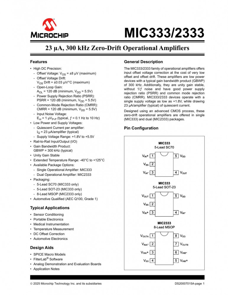 MIC333 datasheet page 1