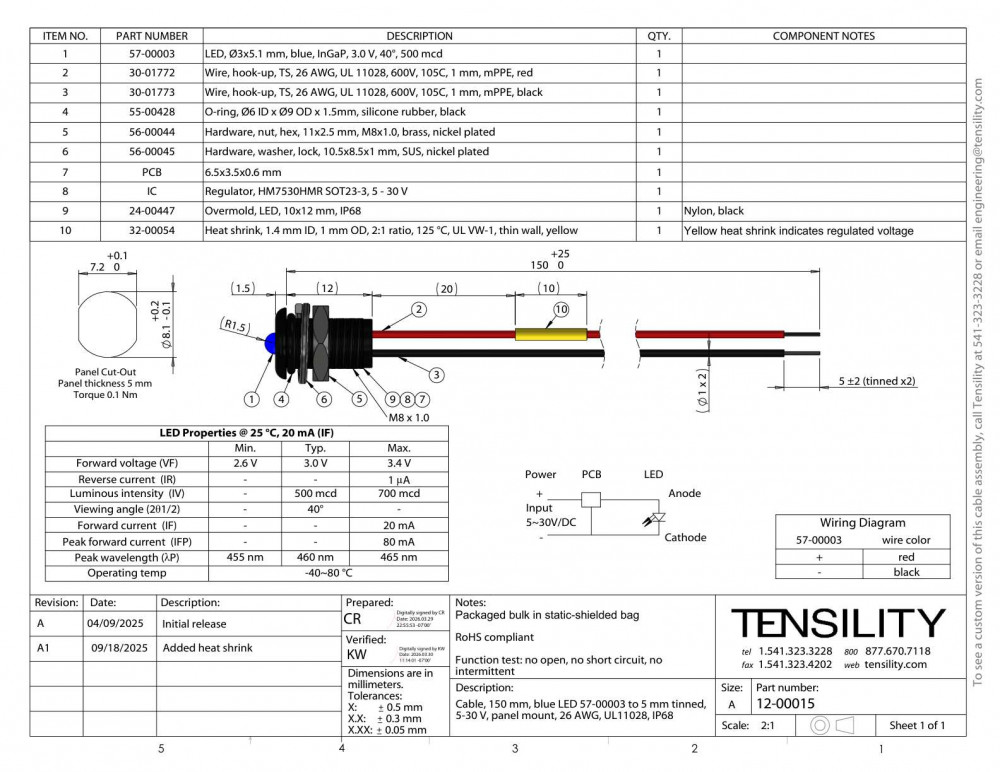 Tensility International 12-00015 product drawing preview