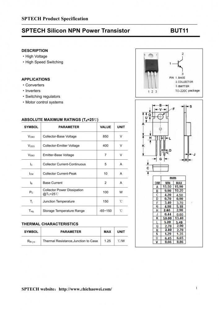 BUT11 datasheet page 1