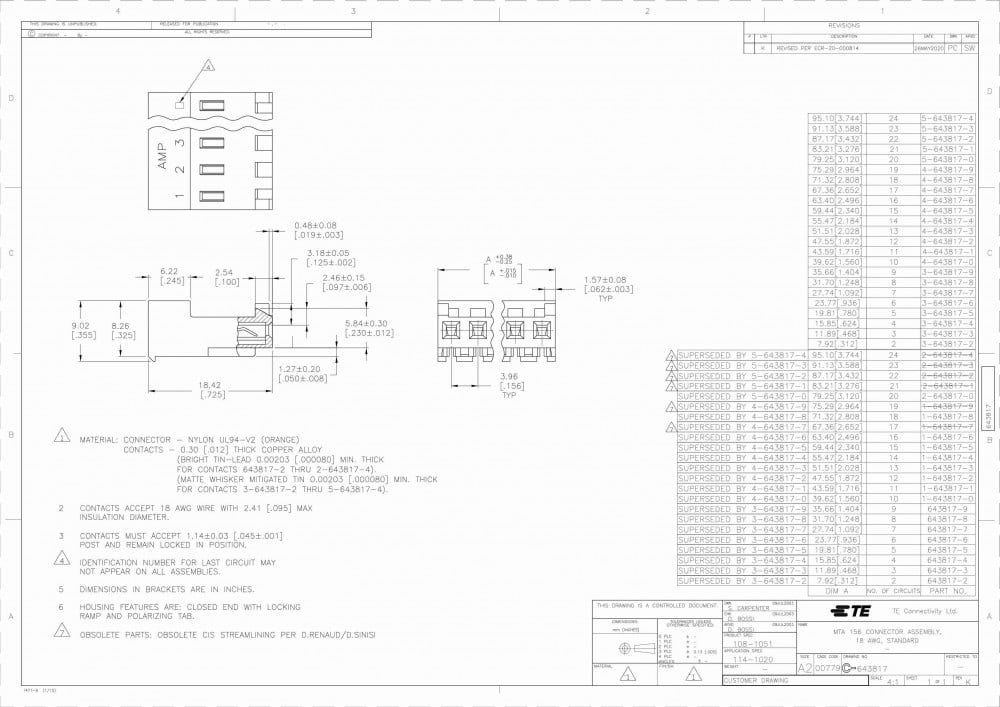 TE Connectivity 4-643817-2 controlled drawing preview