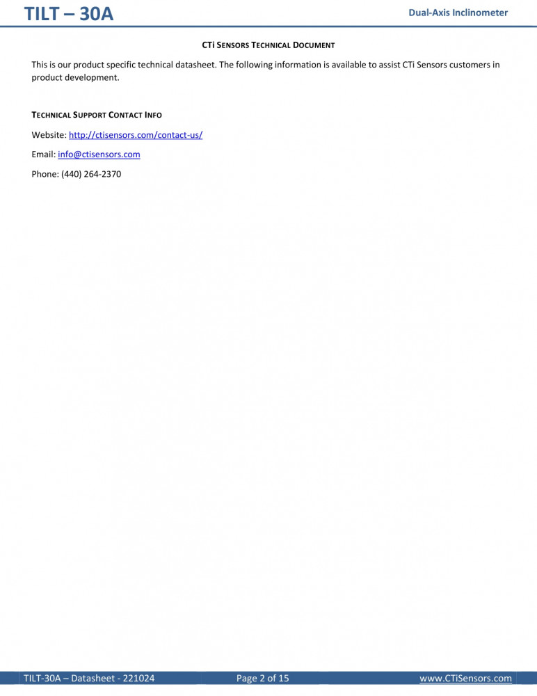 TILT-30A datasheet page 2