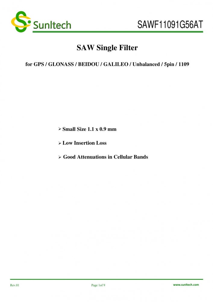 SAWF11091G56AT datasheet page 1