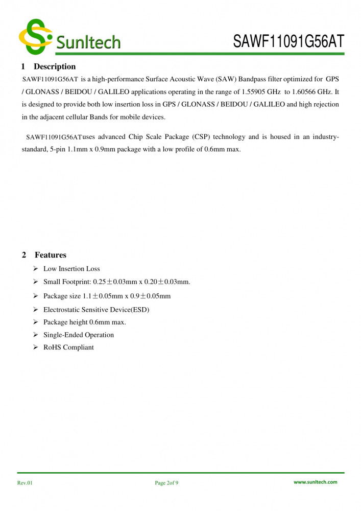 SAWF11091G56AT datasheet page 2