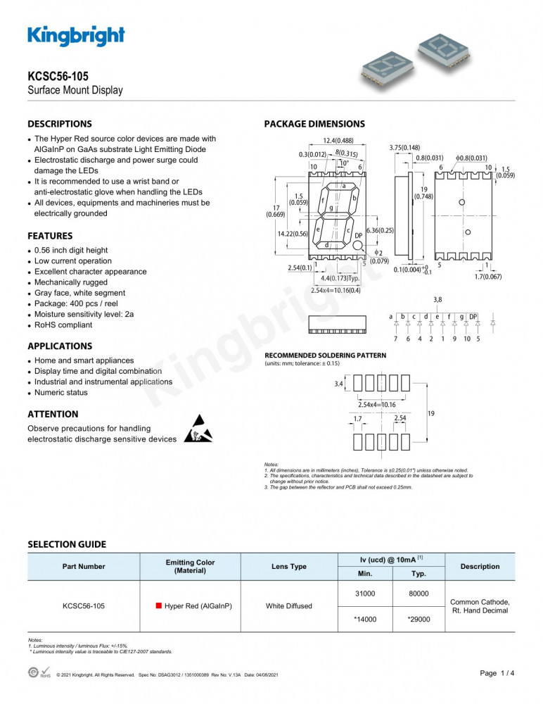 KCSC56-105 datasheet page 1