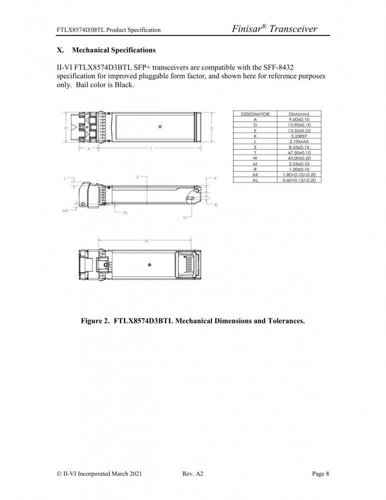 FTLX8574D3BTL datasheet page 8