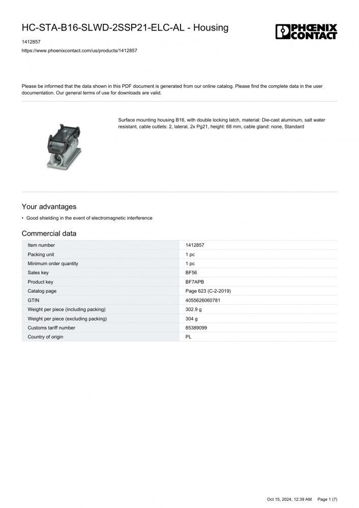 Phoenix Contact 1412857 datasheet page 1