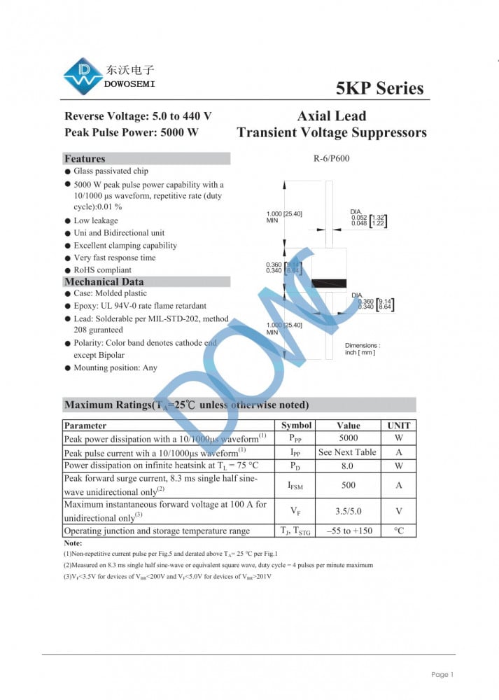 DOWO 5KP series datasheet page 1