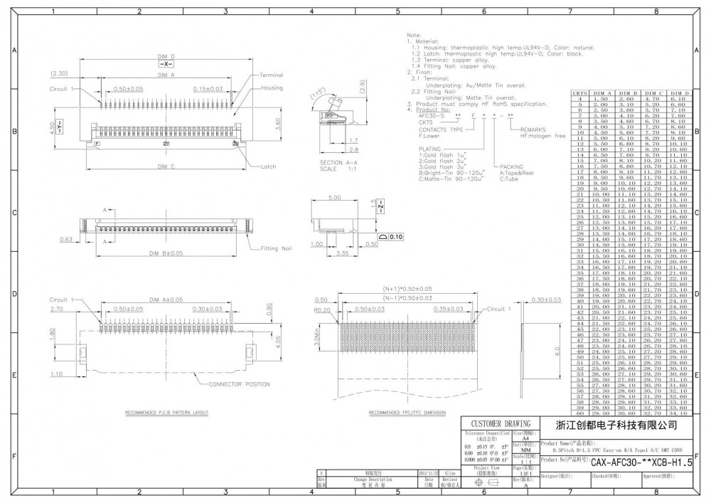 CAX-AFC30-20XCB-H1.5 technical drawing page 1