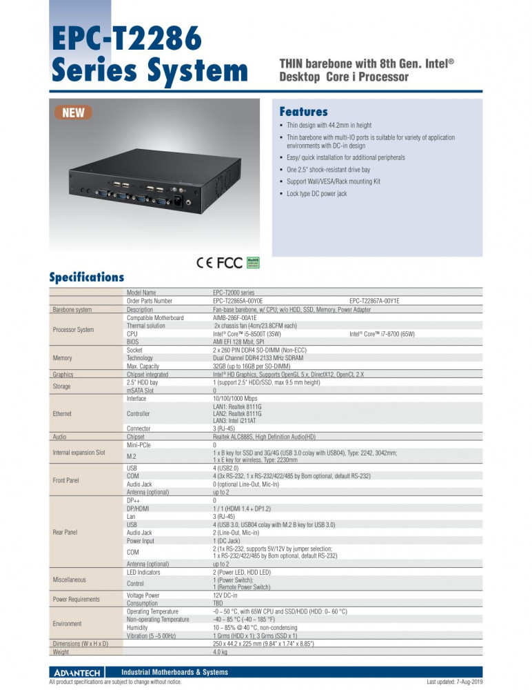 ADVANTECH EPC-T2286 Series System technical document page 1