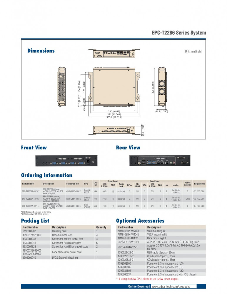 ADVANTECH EPC-T2286 Series System technical document page 2