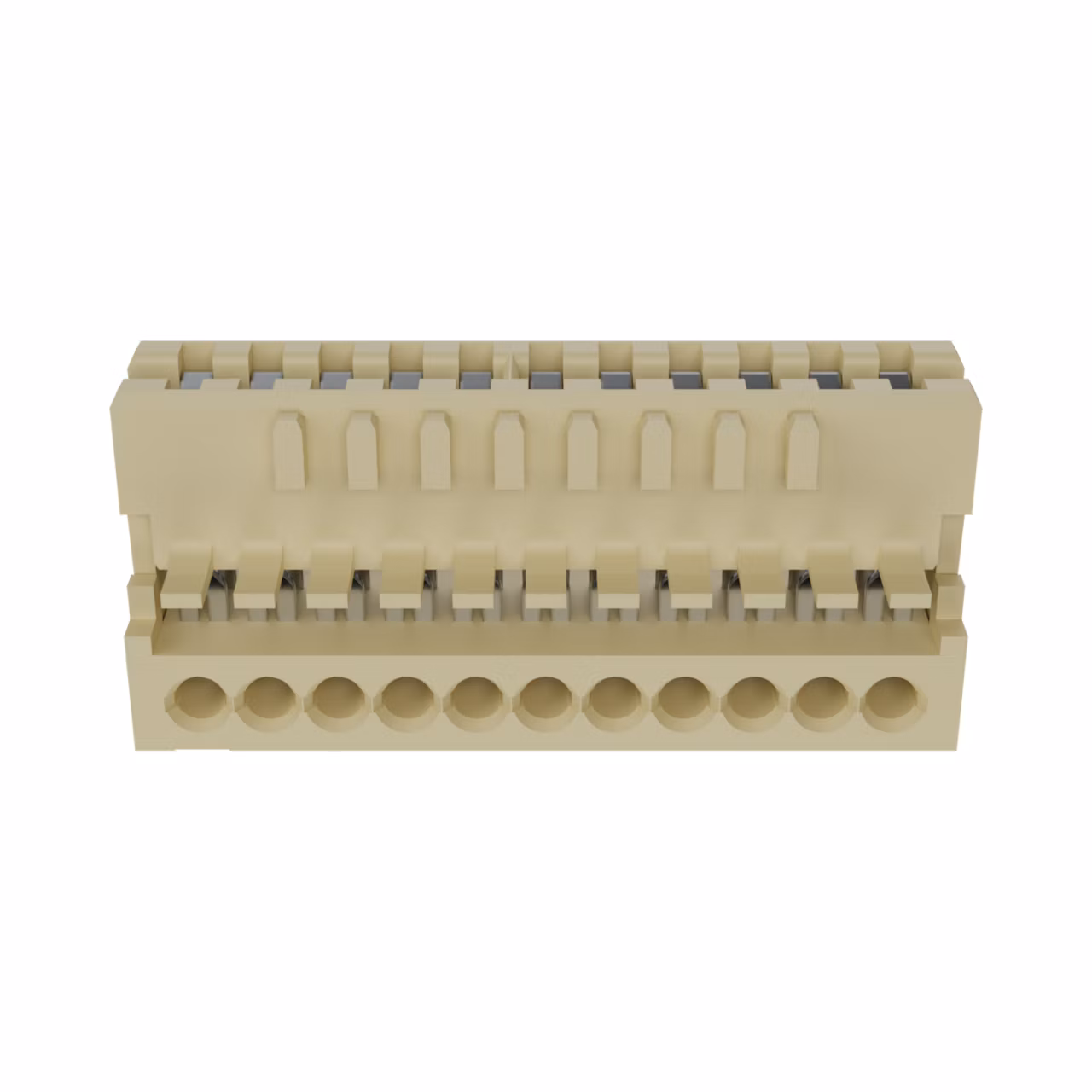 Appli-Mate RAST 2.5 IDT Connector, 2.50mm Pitch, Direct/Indirect, Female, Beaded Terminal, 11 Circuits, Position Keys A, B, K and L Removed, Open Endwalls, Polarizing Rib Between 5/6 for sale