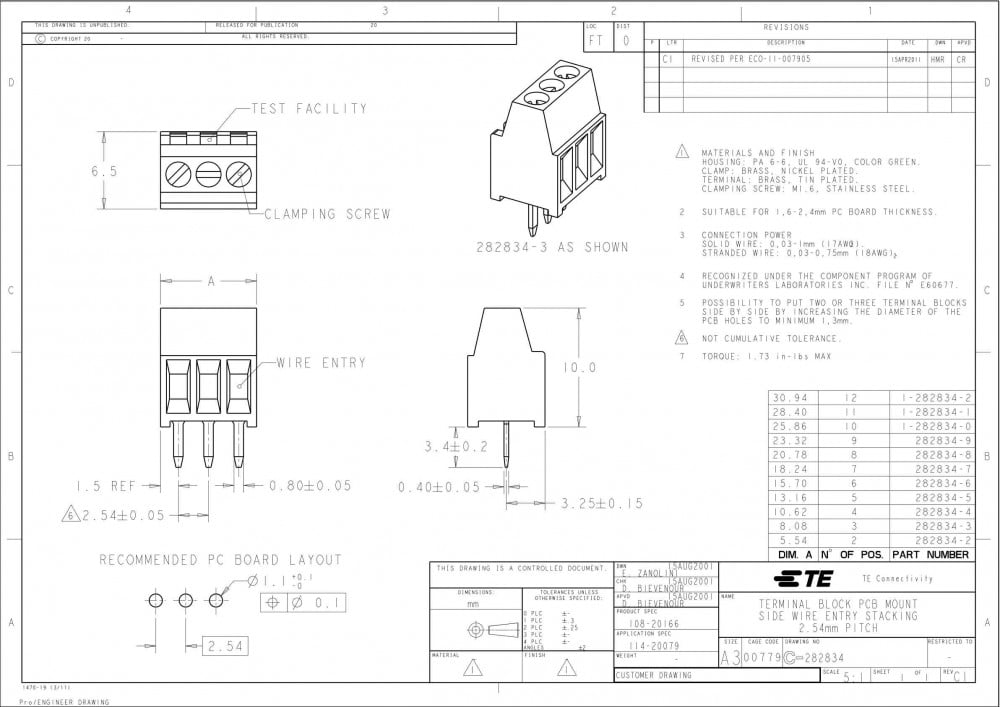 TE Connectivity 282834-9 technical drawing preview